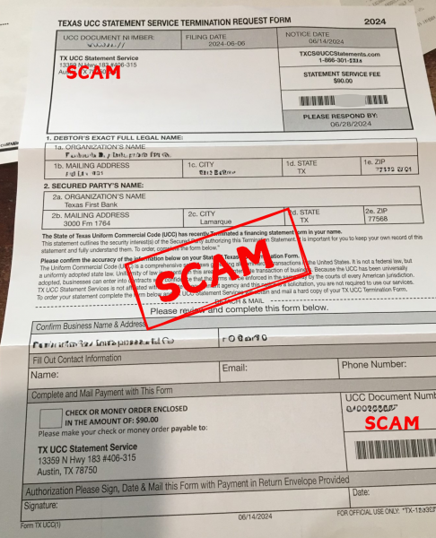 Beware of Misleading Mail Scam: Texas UCC Statement Services - Texas ...